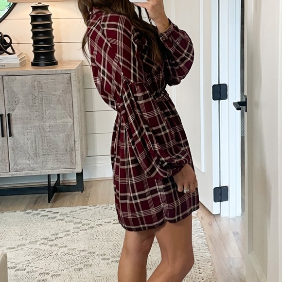 Shop Talulah | Dresses | Kate Plaid Dress Burgundy Shop Talulah | Poshmark